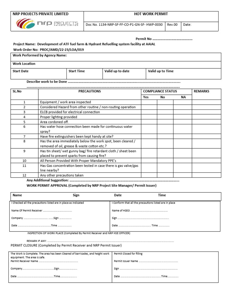 Hot Work Permit | PDF | Safety