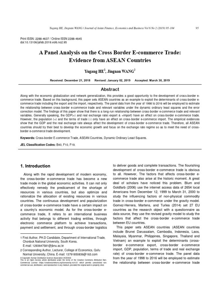 A Panel Analysis On The Cross Border E-Commerce Trade - Evidence From ...