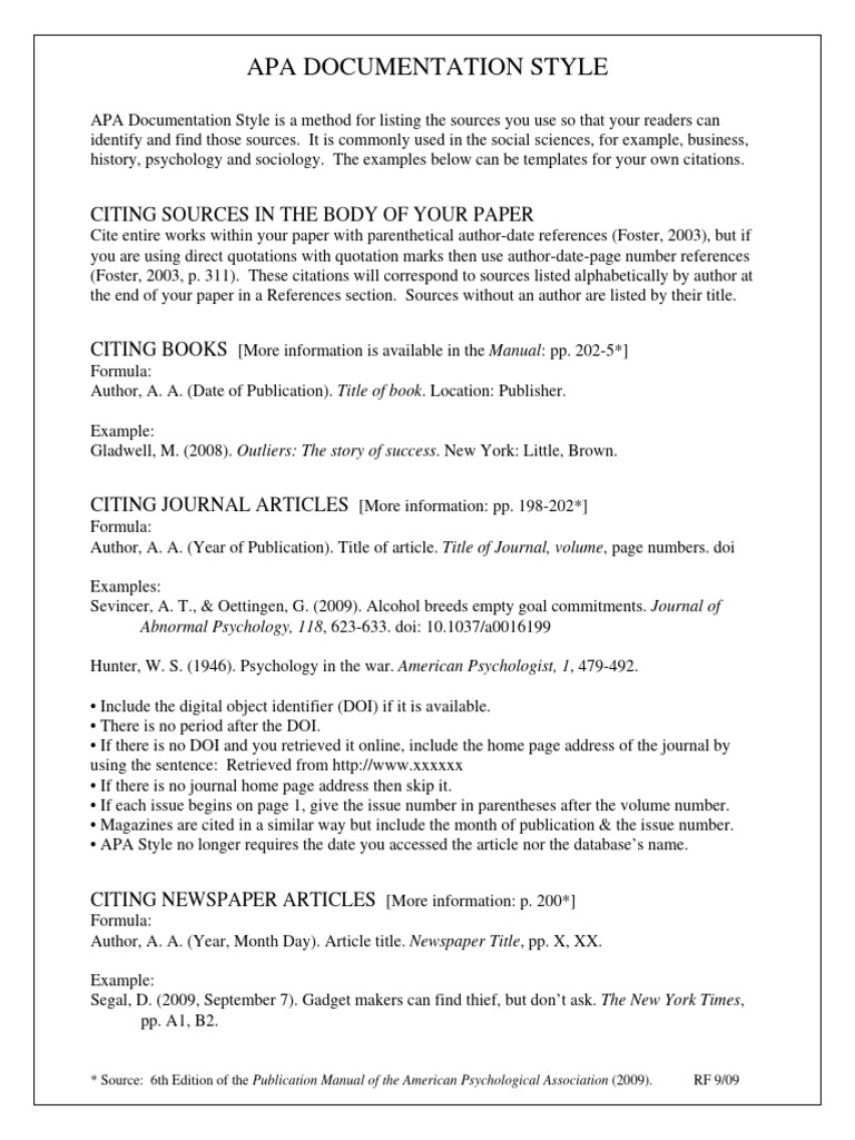 APA Documentation Style | PDF | Apa Style