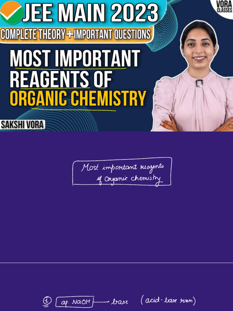 Most Important Reagents of Organic Chemistry Class 11 12 | PDF