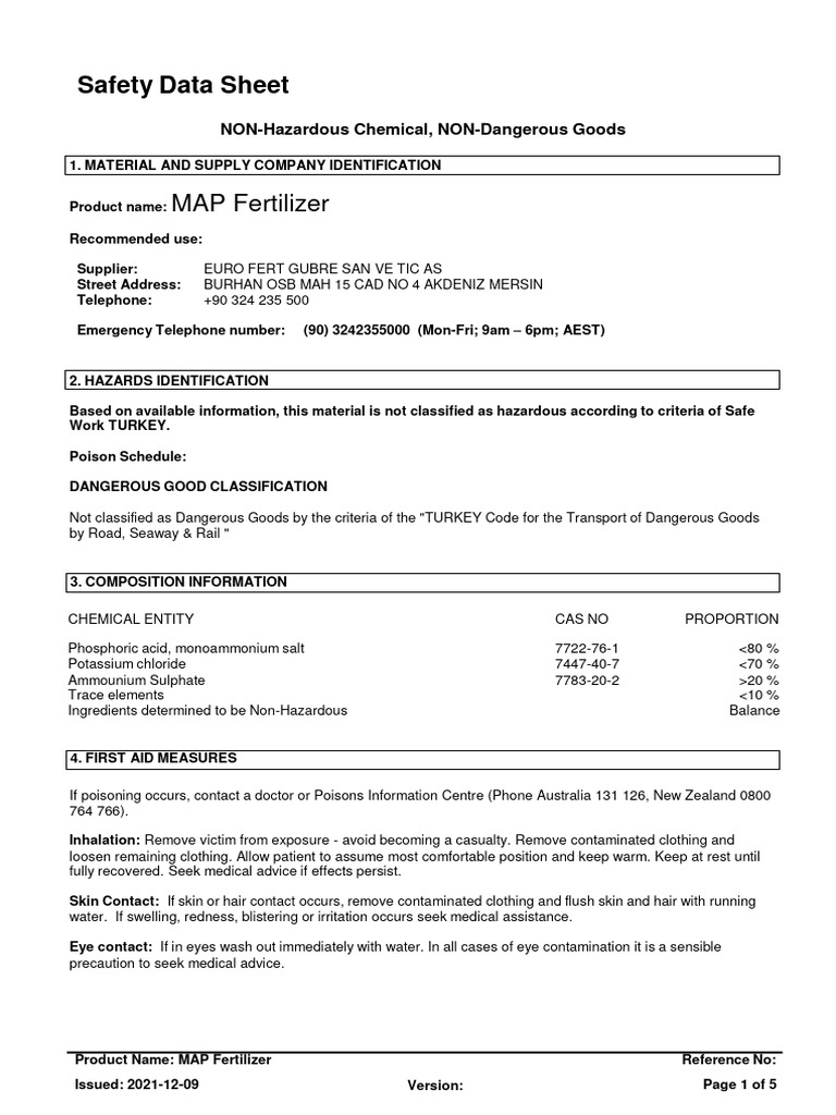 Map MSDS | PDF | Toxicity | Dangerous Goods