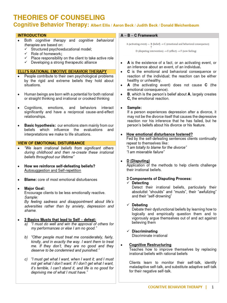 Cognitive Behavior Therapy | PDF | Rational Emotive Behavior Therapy ...