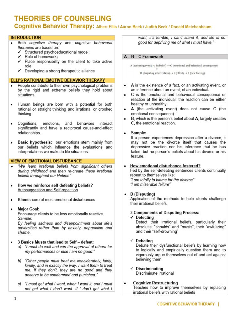 Cognitive Behavior Therapy | PDF