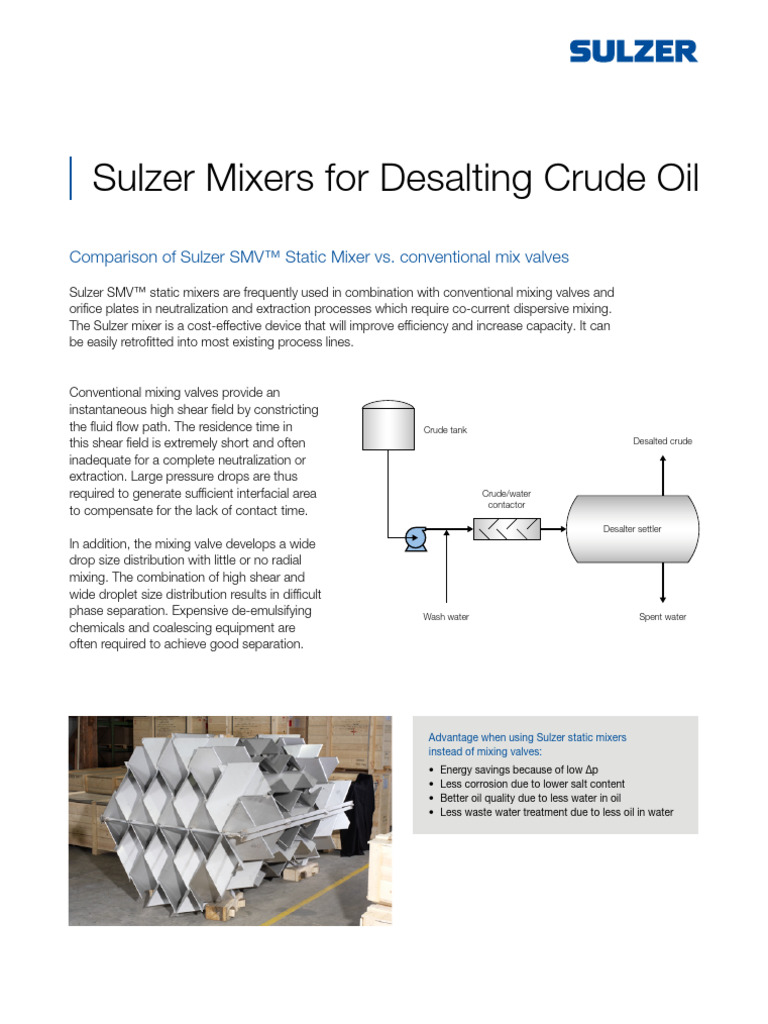 Sulzer Mixers for Desalting Crude Oil e10766 en 211013 Web | PDF