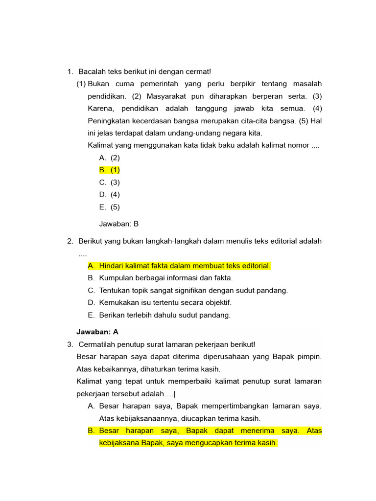 Soal Pat Kelas Xii B. Indonesia THN 2023 | PDF