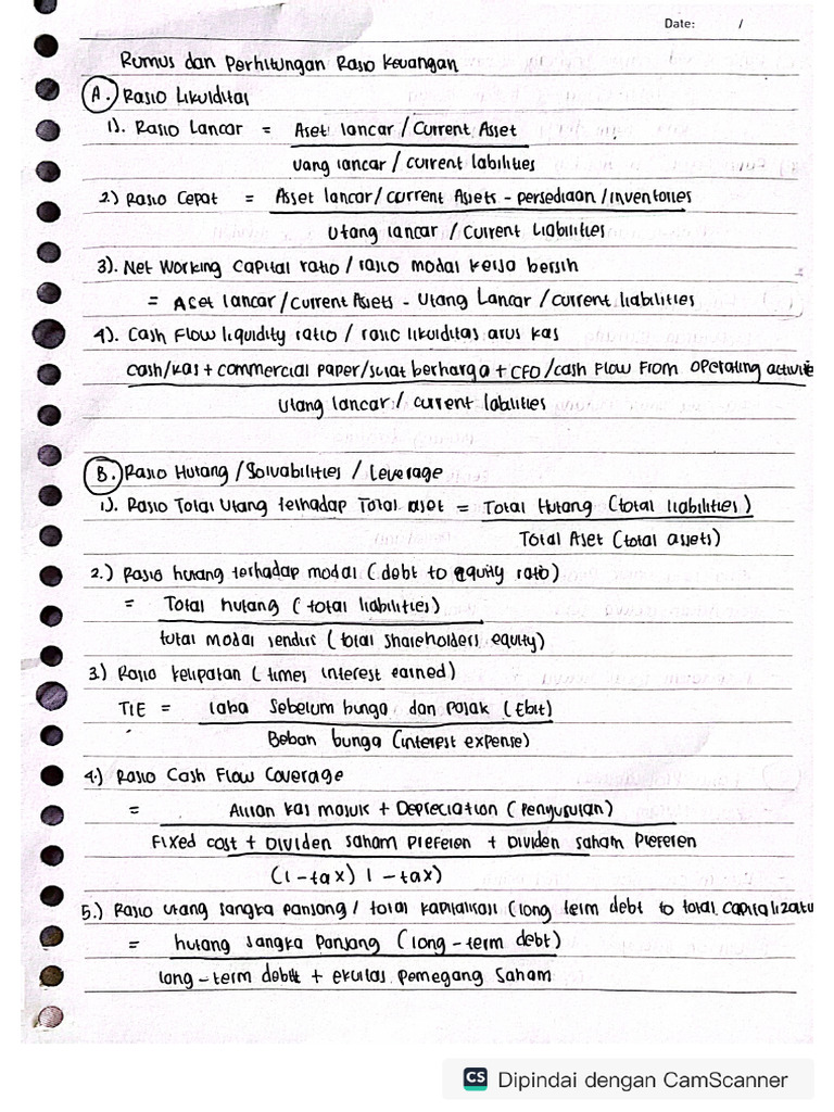 Rumus Dan Perhitungan Rasio Keuangan - Aly | PDF
