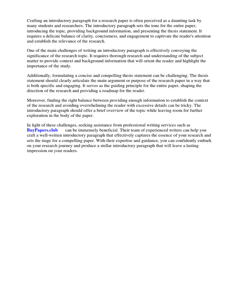 How To Make An Introductory Paragraph For A Research Paper | PDF ...