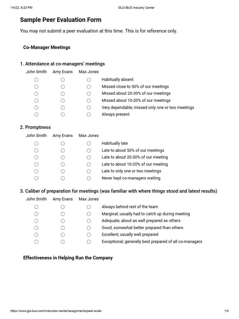 Sample of Peer Evaluation | PDF | Social Psychology | Cognition
