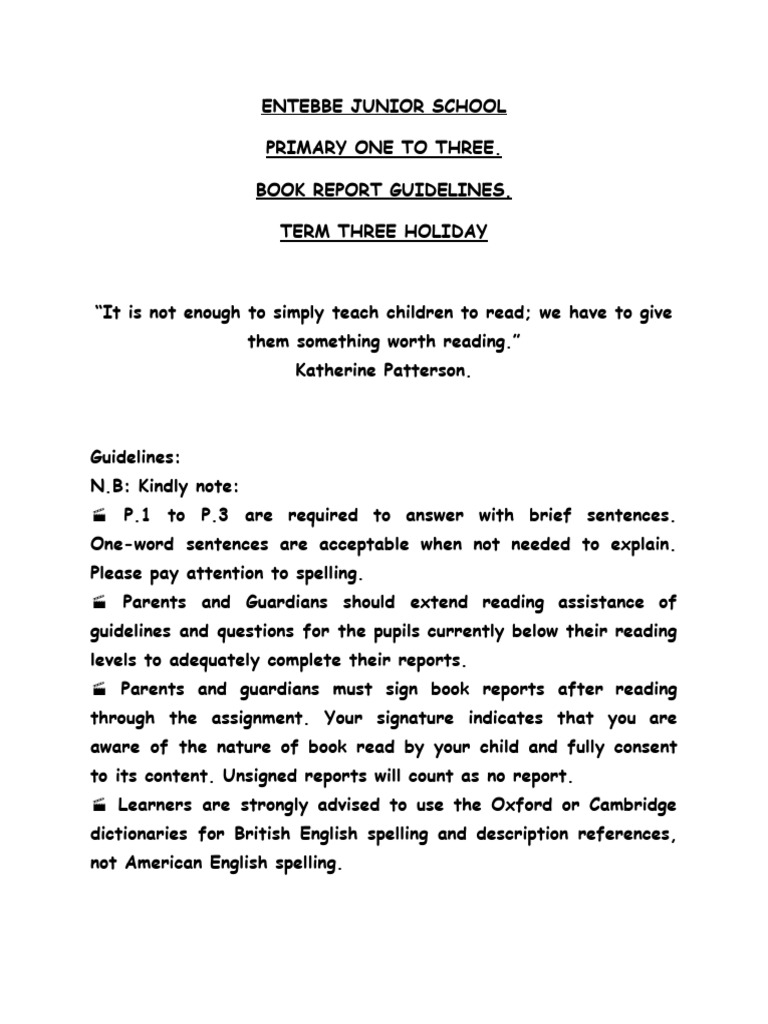 p.1-3 Book Report Guidelines | PDF | Learning
