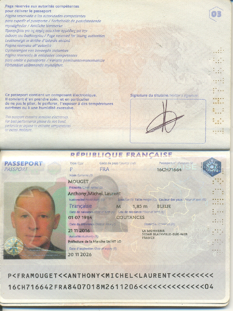 Anthony Mouget Passeport | PDF