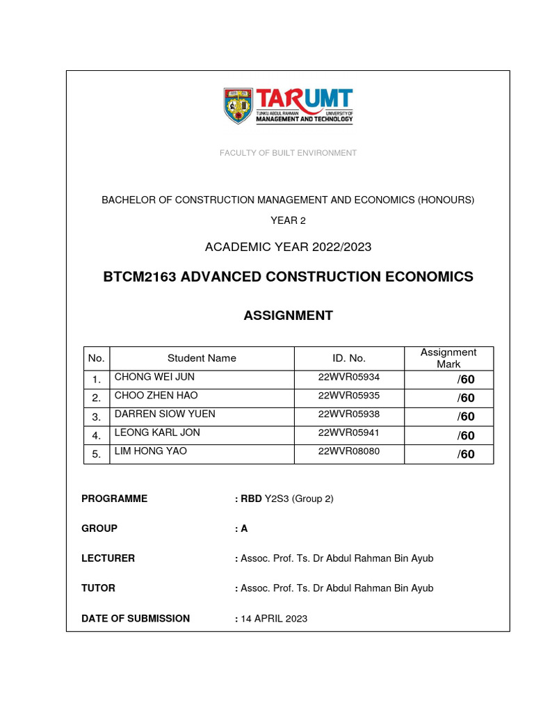Economics Assignment - RBD2G2 - Chong Wei Jun | PDF | Labour Economics | Employment