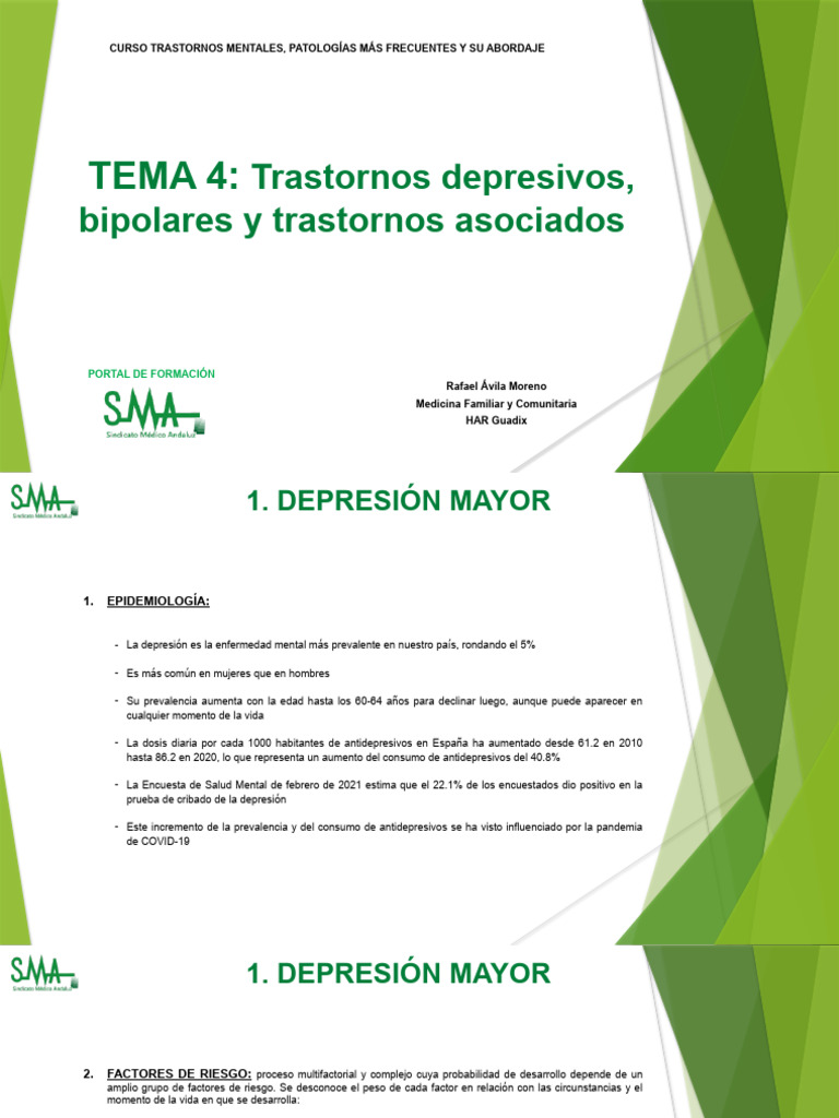 Tema 4. T. depresivos bipolares y asociados | PDF | Desorden bipolar | Trastorno depresivo mayor