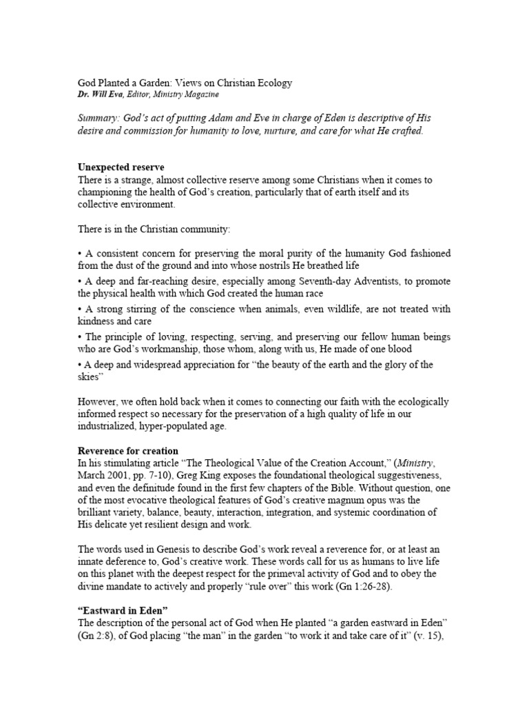 God Planted A Garden | PDF | Genesis Creation Narrative | God