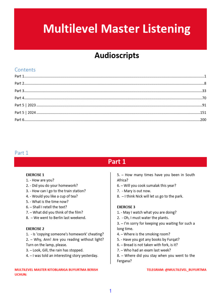 AUDIOSCRIPT MultilevelMaster Listening | PDF