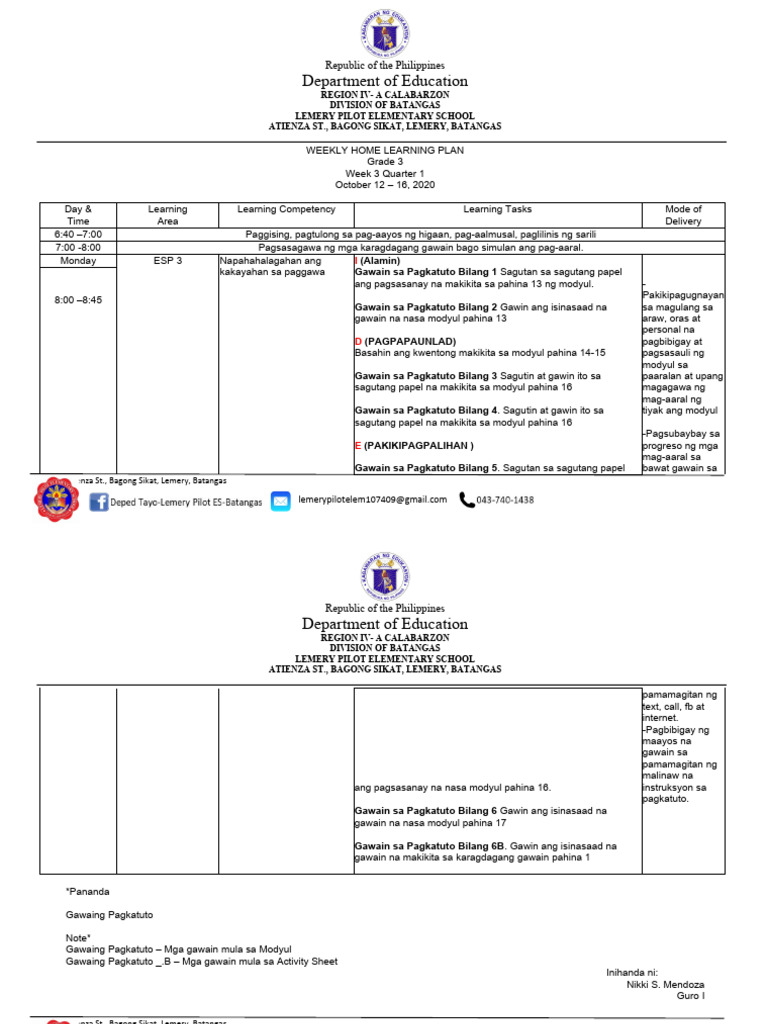 WHLP ESP3 Q1 W3 MOdular FINAL 2.0 | PDF