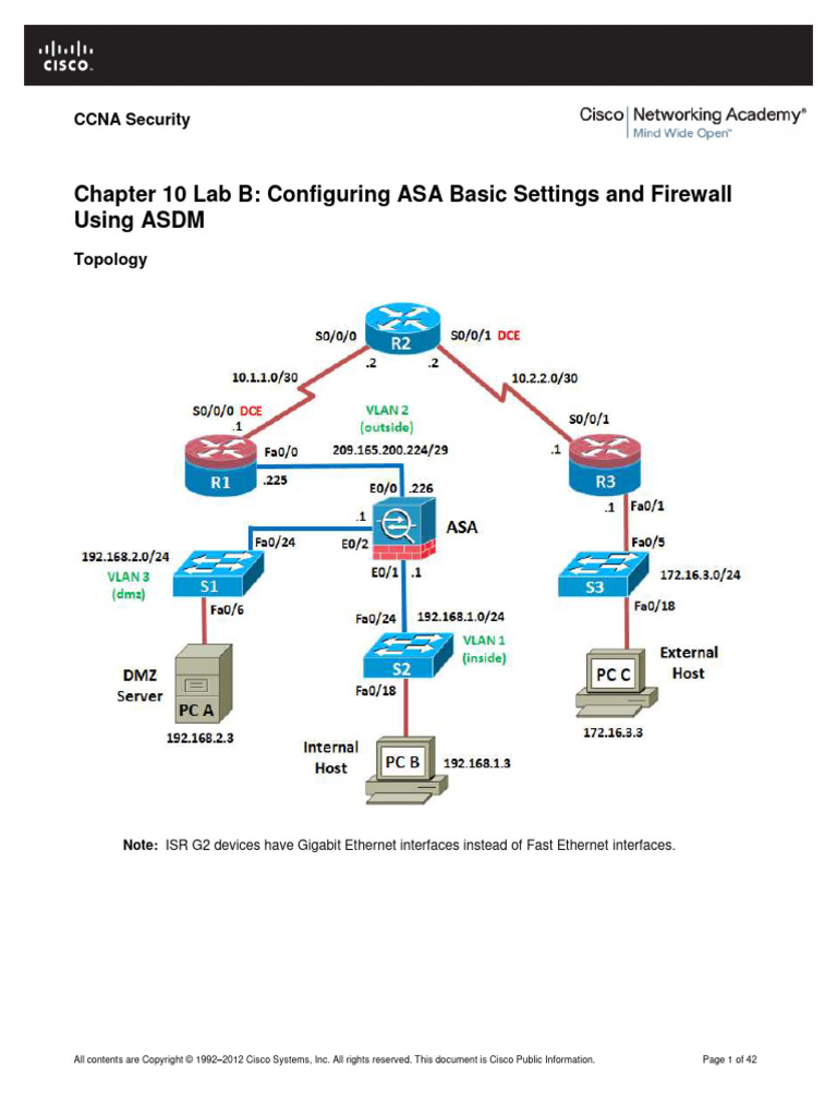 All Chapter 10 Lab B Configuring ASA Bas | PDF | Ip Address | Router ...