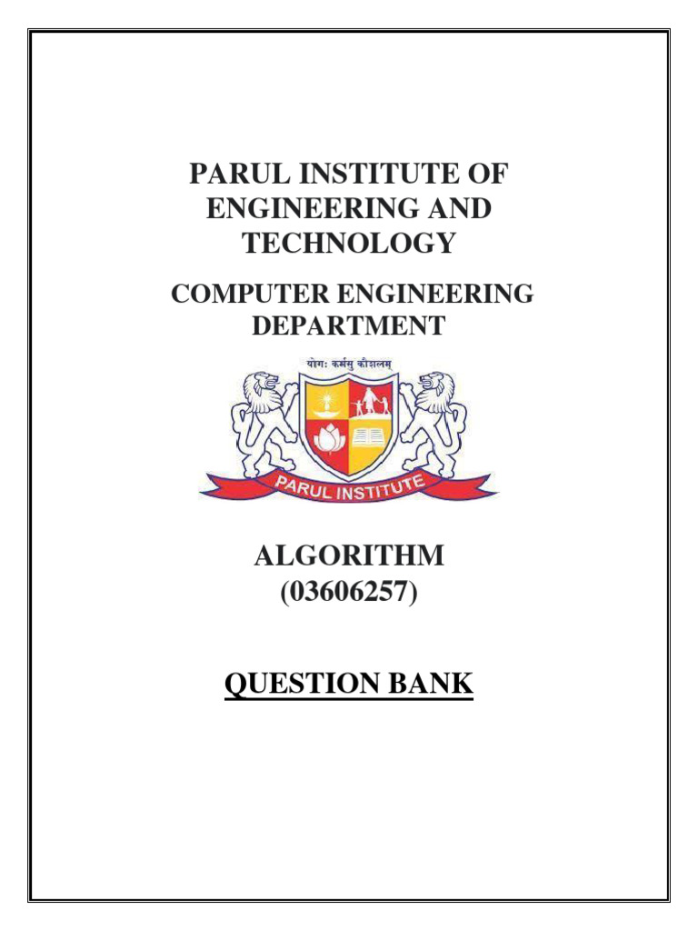 Algorithm 03606257 Question - Bank 1 | PDF | Applied Mathematics | Theoretical Computer Science