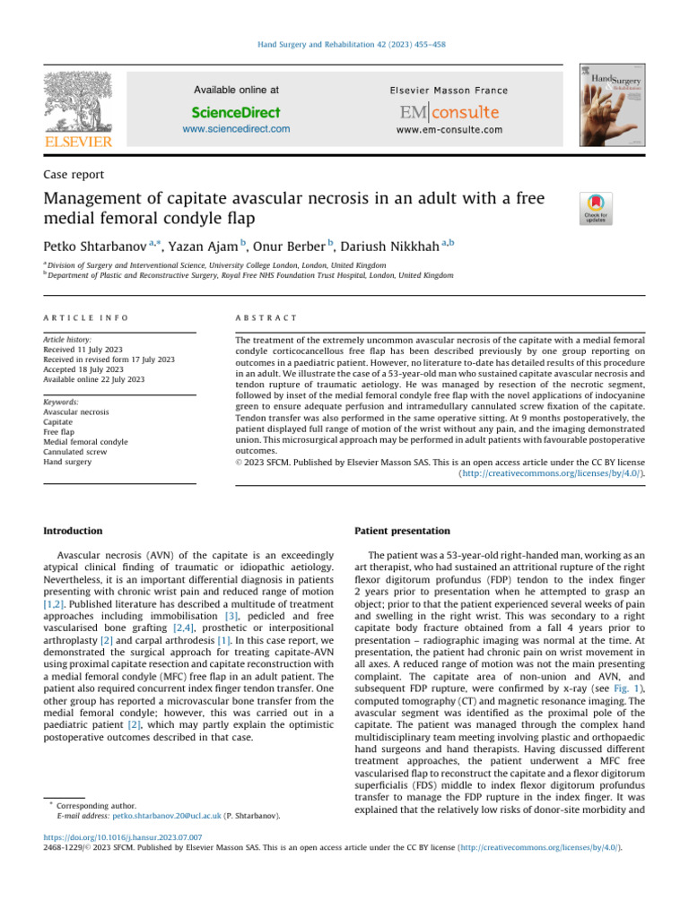 Management of Capitate Avascular Necrosis | PDF | Surgery | Anatomical ...