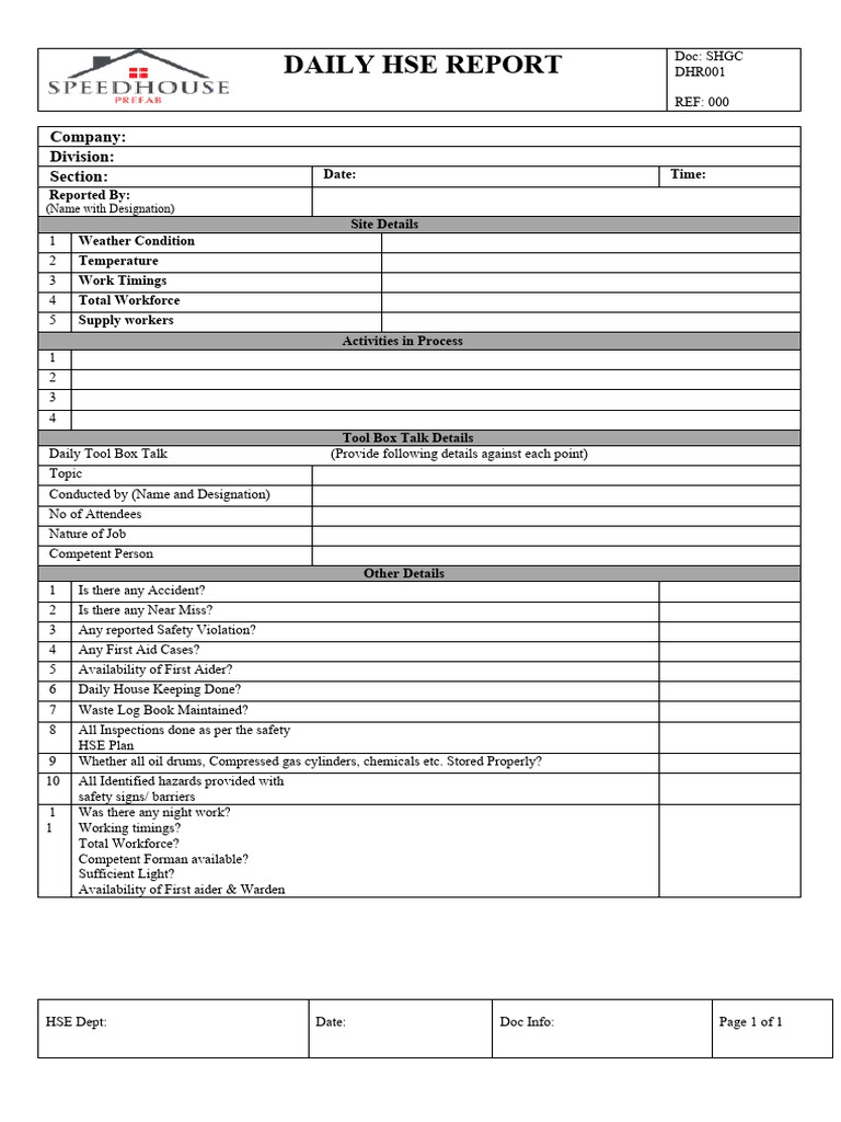 Daily Hse Report Pdf