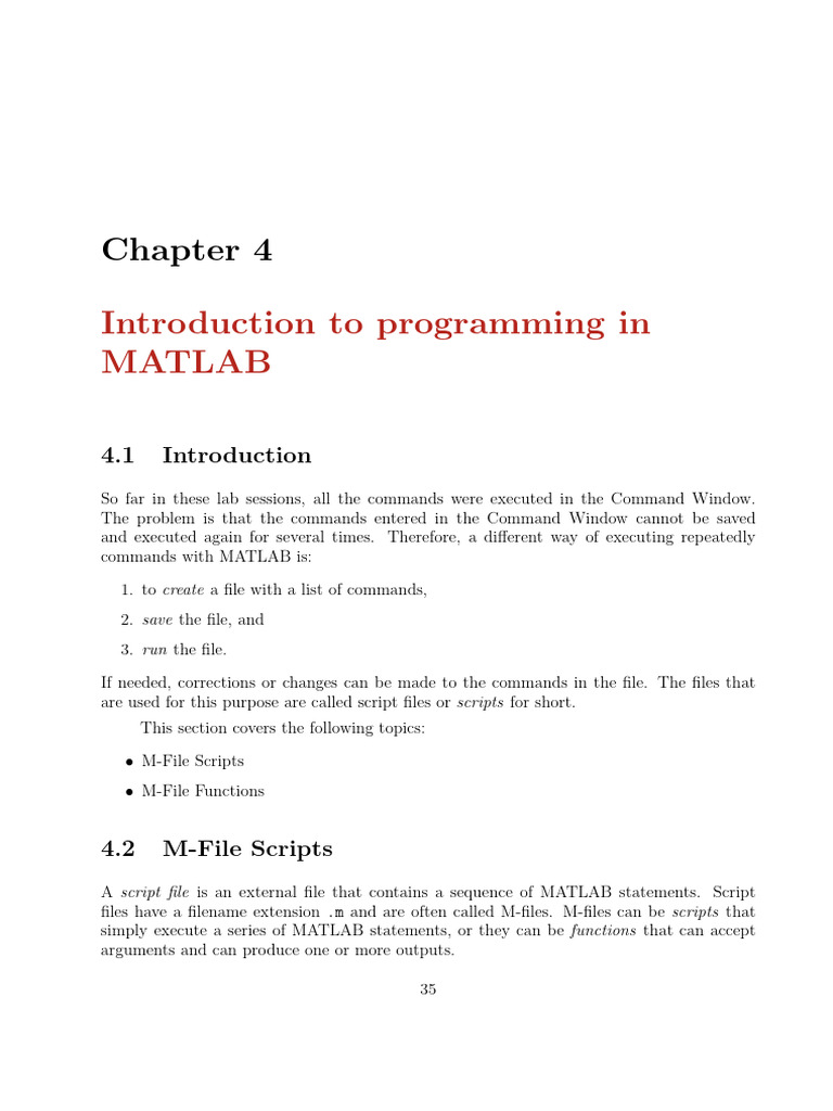 Lec4 M-File Scripts and M-File Functions | PDF