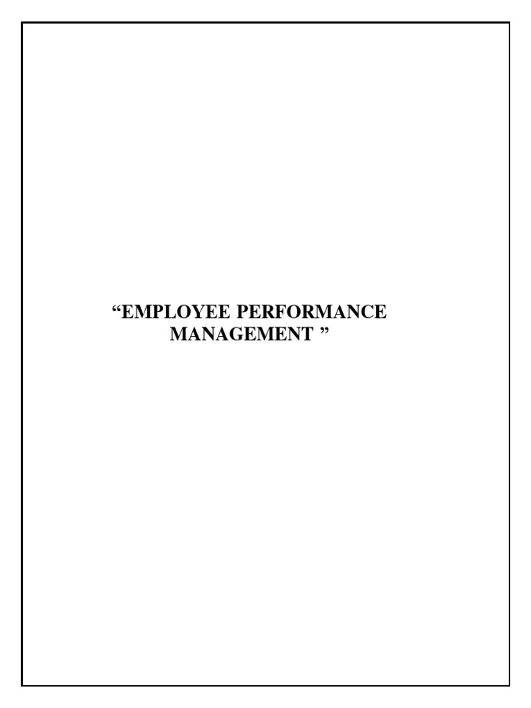 A Study On Employee Performance Management System | PDF | Performance ...