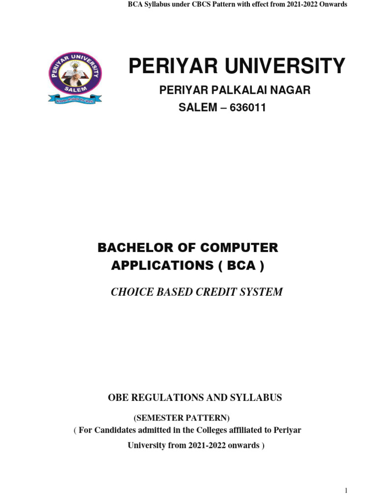BCA Syllabus 2021-2022 Overview | PDF