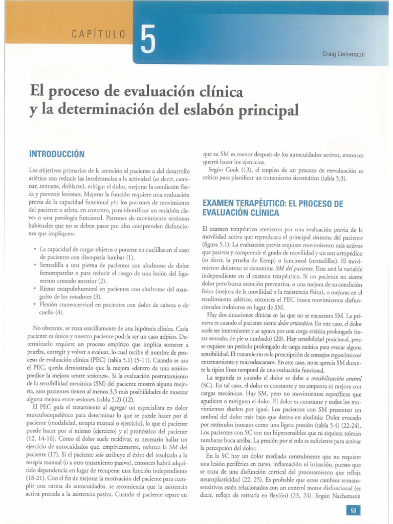 Liebenson Cap. 5 Proceso de Evaluación Clinica | PDF