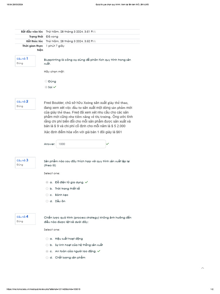 Quiz 6-Lựa Chọn Quy Trình | PDF