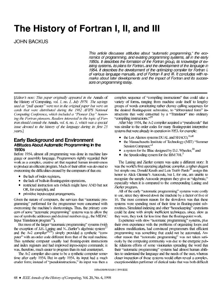 Backus Fortran | PDF