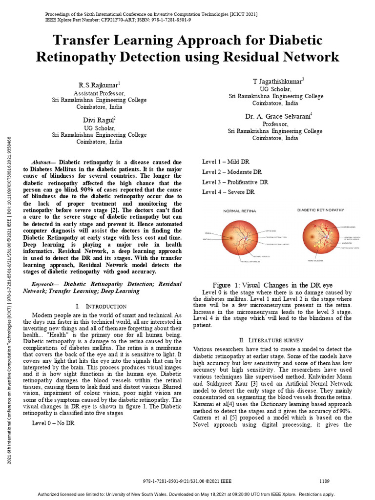 2021transfer Learning Approach For Diabetic Retinopathy Detection Using ...