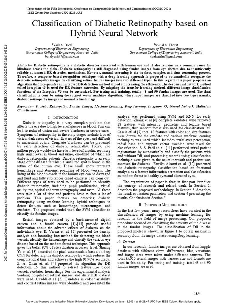 2021classification of Diabetic Retinopathy Based On Hybrid Neural Network | PDF | Support Vector ...