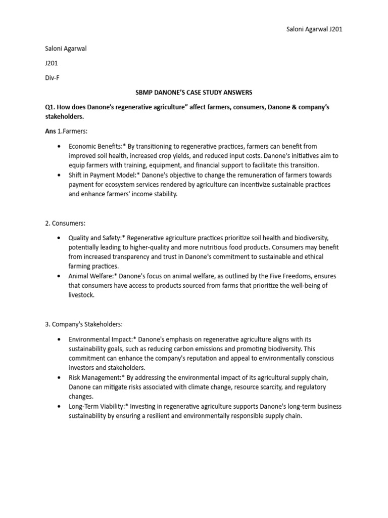 SaloniAgarwal J201 DanoneCase | PDF | Agriculture | Sustainability