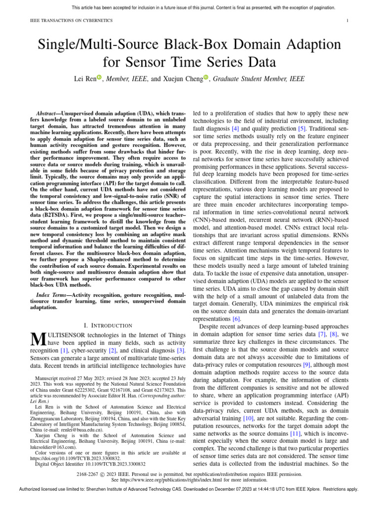 Single Multi-Source Black-Box Domain Adaption For Sensor Time Series ... Single Multi-Source Black-Box Domain Adaption For Sensor Time Series ...
