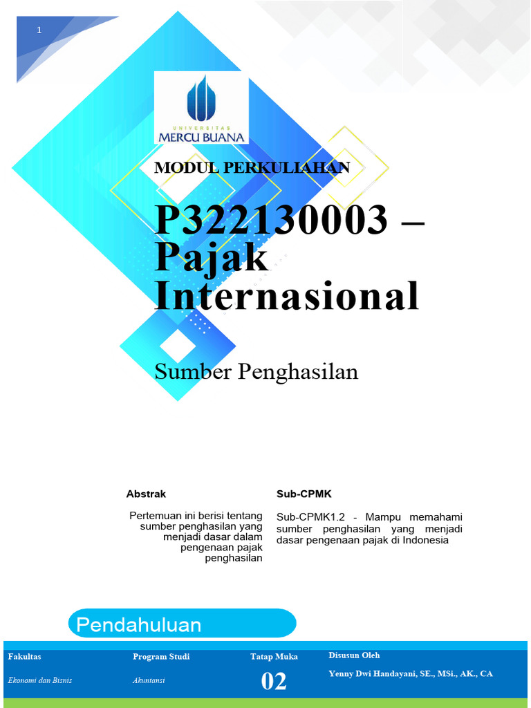 Pajak Internasional: Sumber Penghasilan dan P3B | PDF