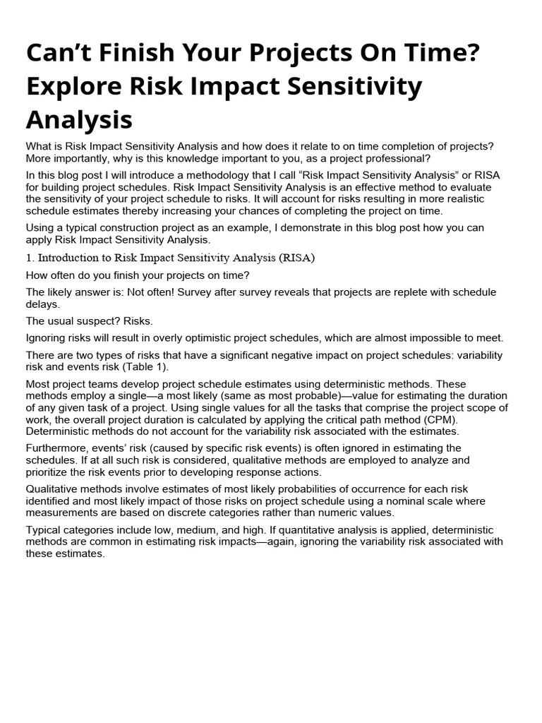 Explore Risk Impact Sensitivity Analysis | PDF | Risk | Probability Distribution
