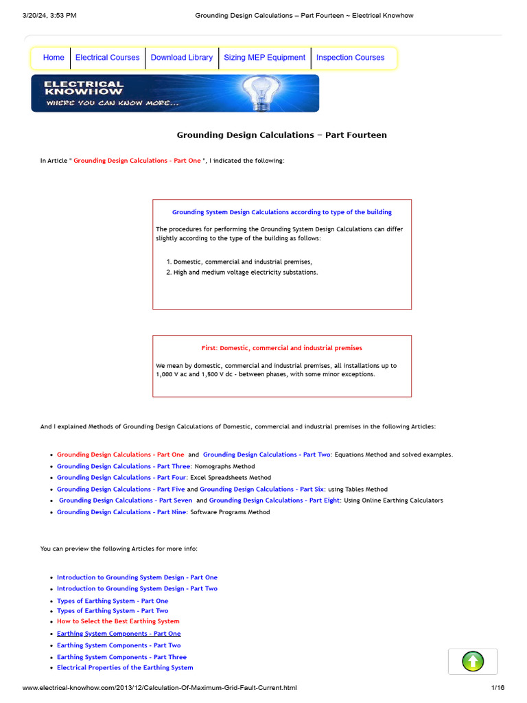 Grounding Design Calculations | PDF | Electrical Grid | Alternating Current