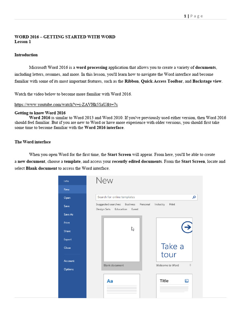 Lesson 1 Getting Started With Word | PDF | Microsoft Word | Software ... Lesson 1 Getting Started With Word | PDF | Microsoft Word | Software ...