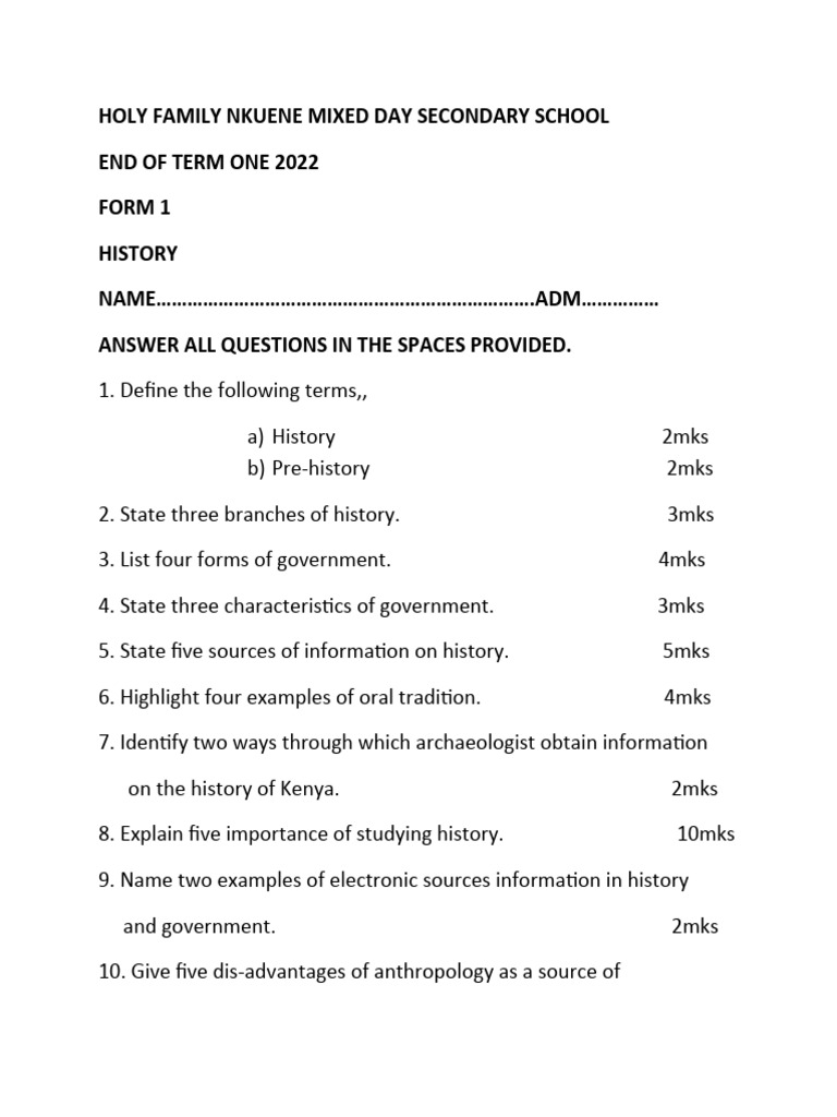History Form 1 | PDF