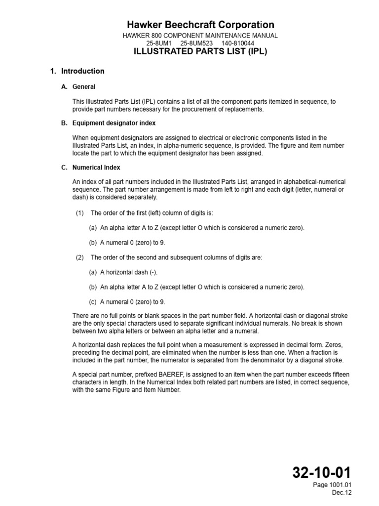 Illustrated Parts List (Ipl) : A. General | PDF | Numbers | Decimal