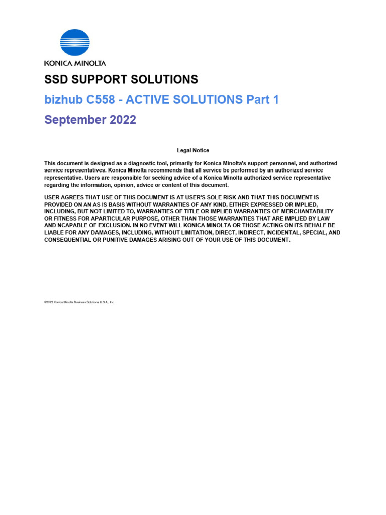 Bizhub C558 Solutions Part 1 | PDF