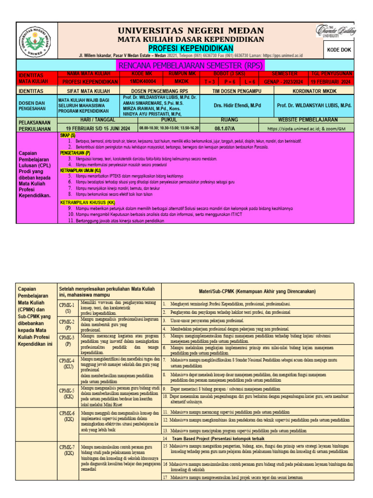 RPS Profesi 2024-Word | PDF | Karier & Perkembangan | Seni