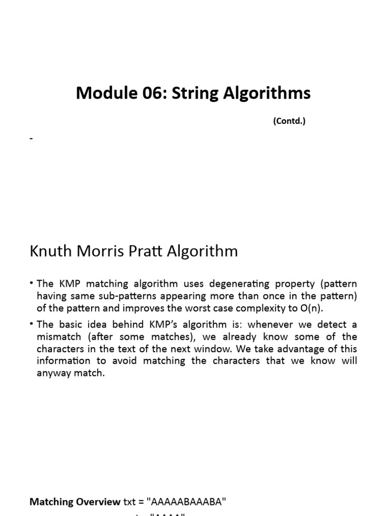 Module 06 String Algorithms Lecture 3 6 Pdf Computer Programming String Computer Science