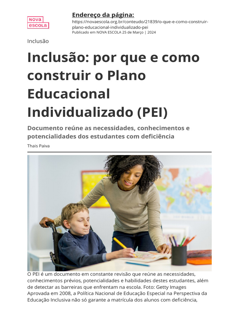 Inclusao Por Que e Como Construir o Plano Educacional Individualizado ...