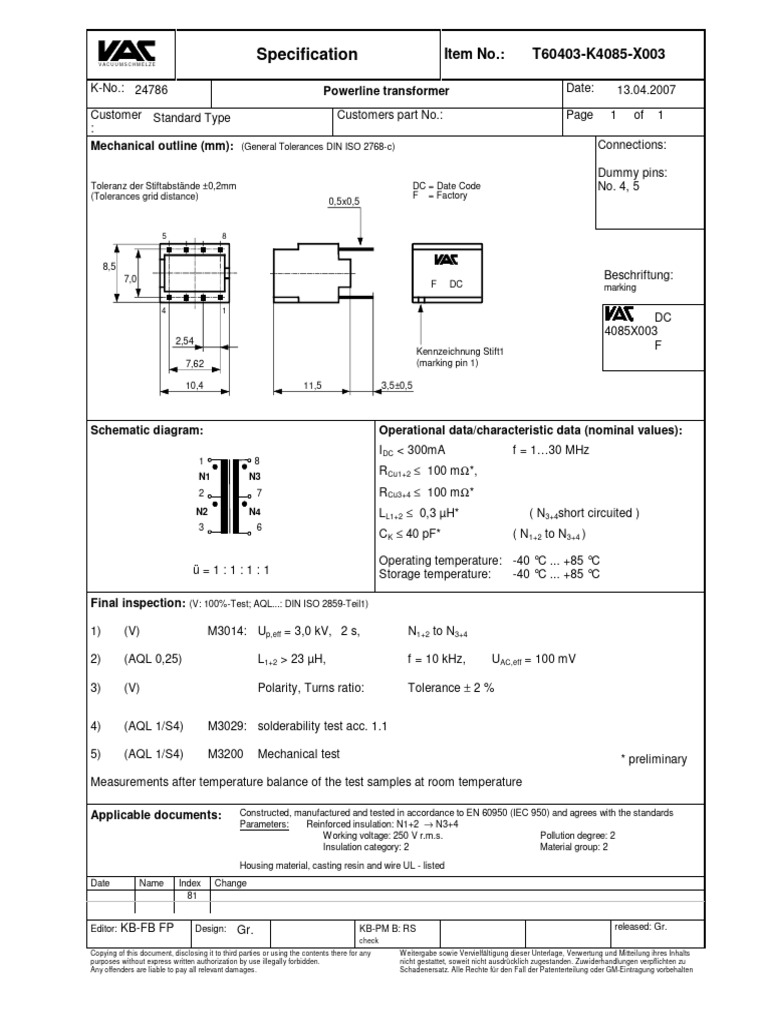 Powerline Transformer 4085-X003 - de | PDF | Electrical Engineering ...