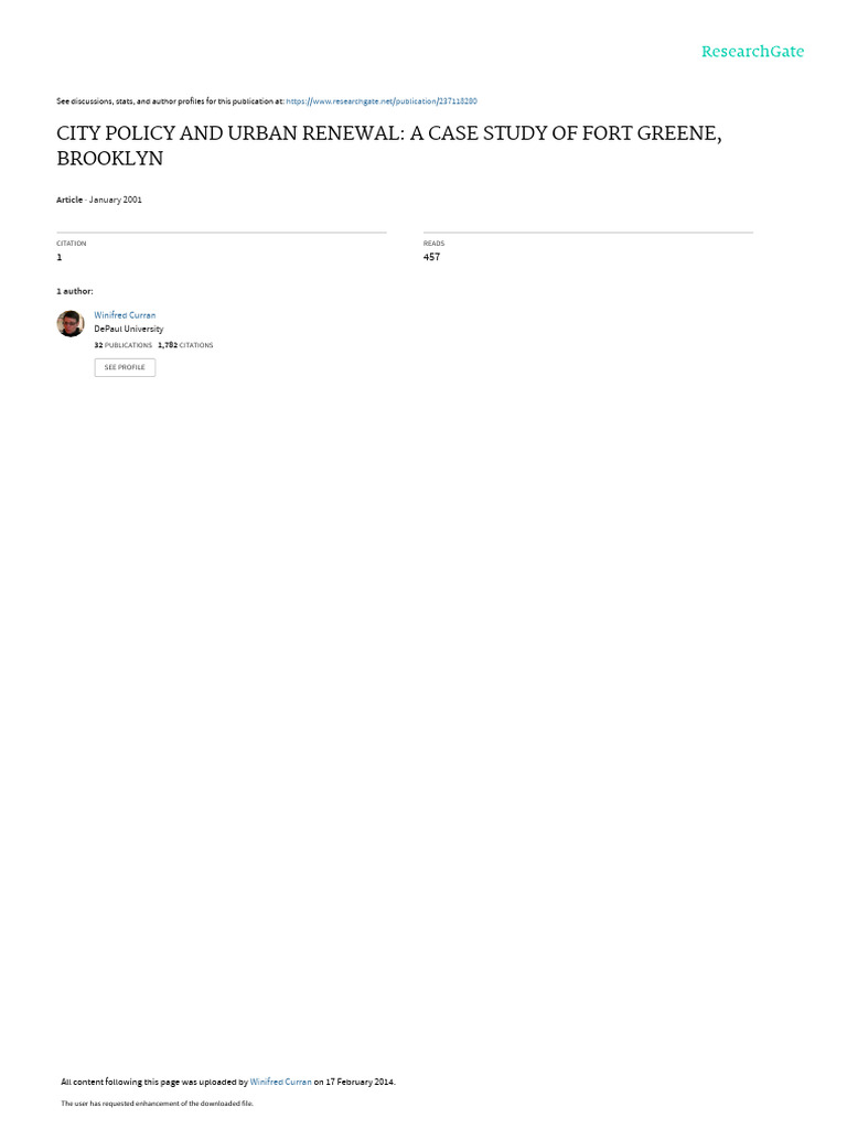 City Policy and Urban Renewal a Case Study of Fort | PDF | Urban ...