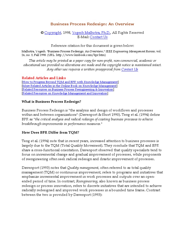 Business Process Redesign | PDF | Business Process | Systems Science