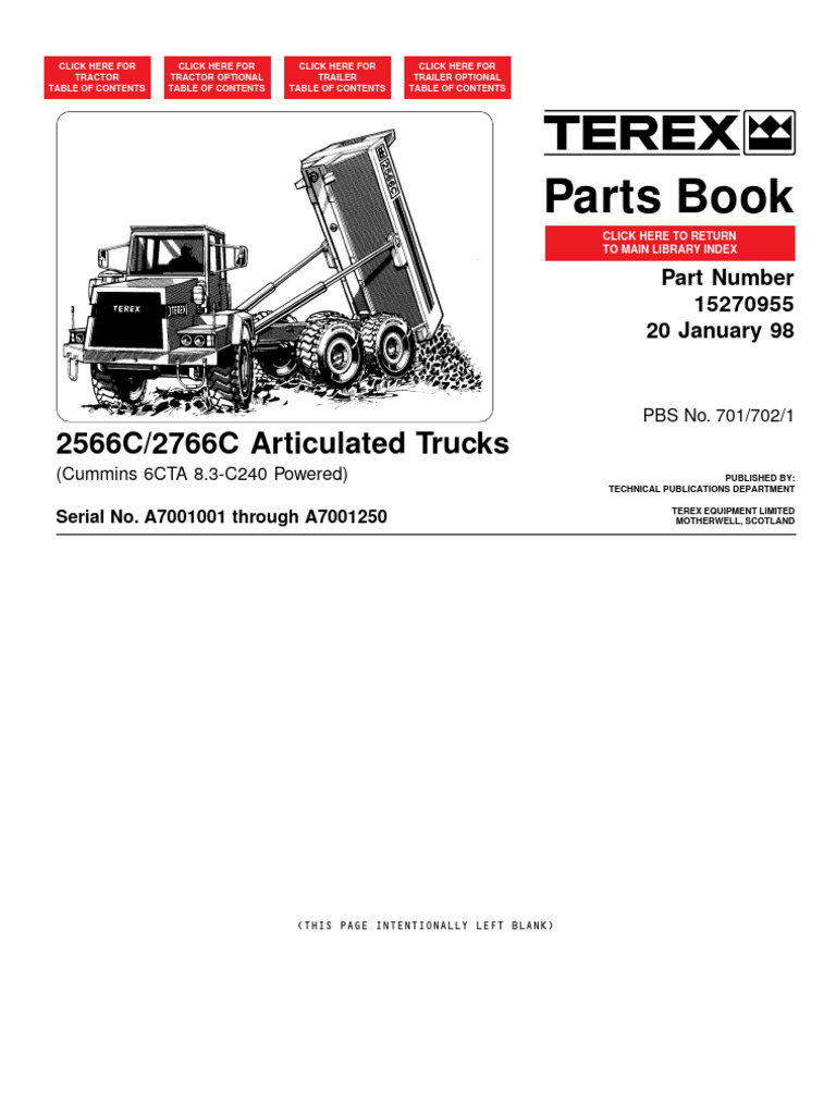 Terex 2566C/2766C Parts Book Guide | PDF | Steering | Books