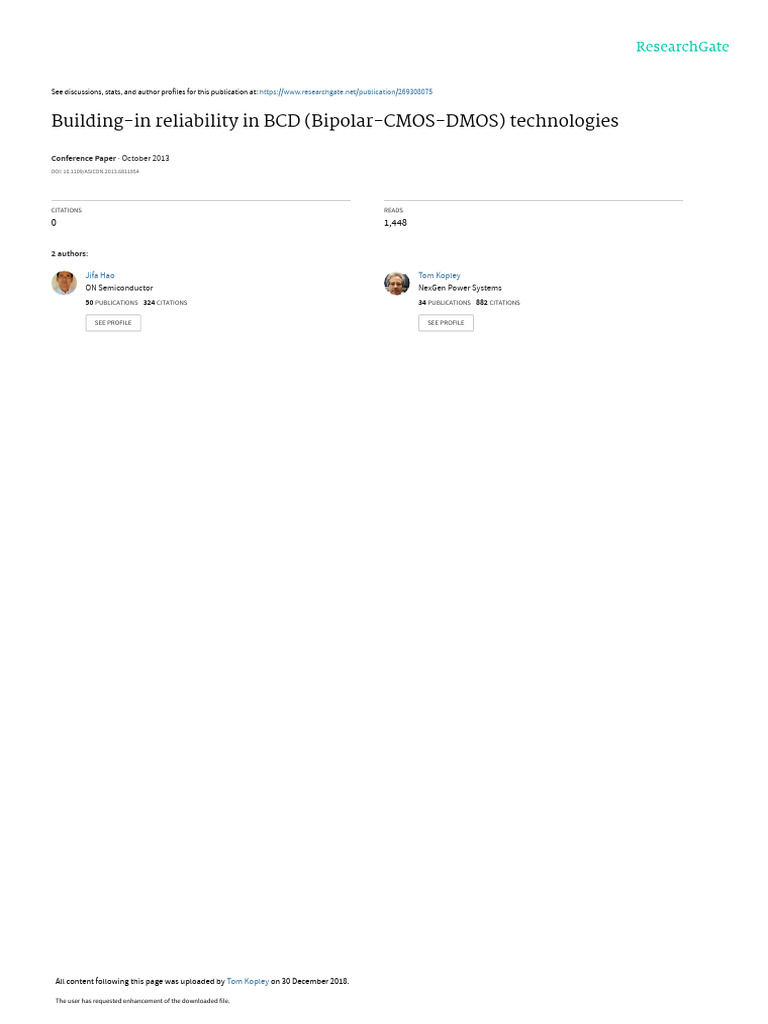 Building-In Reliability in BCD (Bipolar-CMOS-DMOS) Technologies | PDF ...