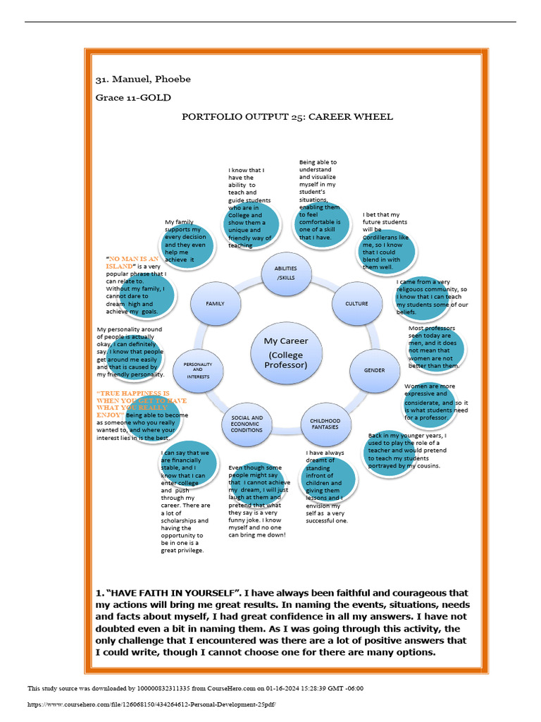 Personal Development: Career Aspirations | PDF | Cognition ...