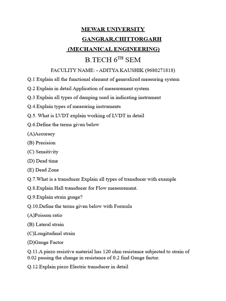 Assignment of Mech 6th Sem | PDF